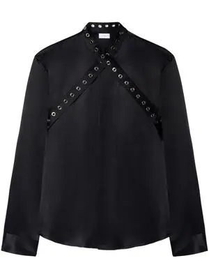 Off-White Eyelet-strap Silk Shirt - Black