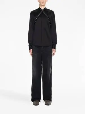 Off-White Eyelet-strap Silk Shirt