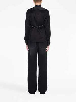 Off-White Eyelet-strap Silk Shirt