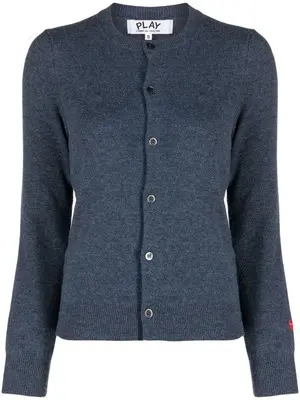 Play Comme Des Garcon Mélange-effect Wool Cardigan - Blue