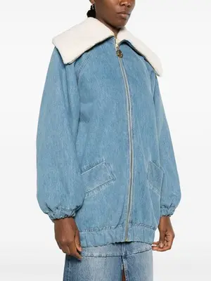 PATOU Faux Shearling-trimmed Denim Jacket - Blue