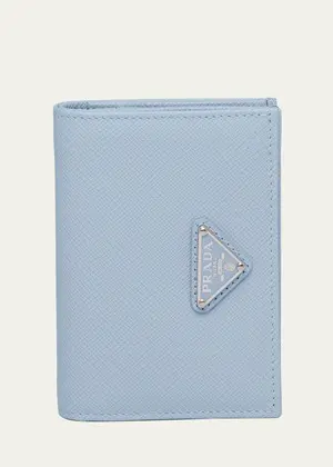 Prada Small Saffiano Leather Wallet F0emz Celeste 1