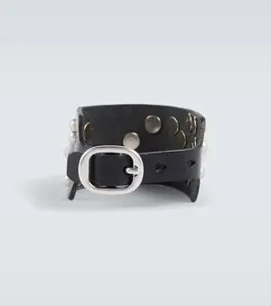 Our Legacy Star Fall Leather Bracelet In Black - 31% Off