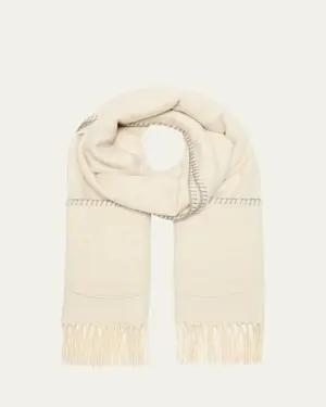 Alonpi Tiny Reversible Silk & Cashmere Scarf - White
