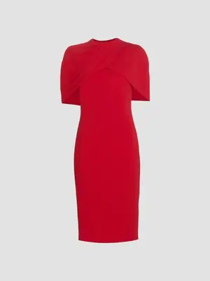 Badgley Mischka Crepe Cape Shift Dress