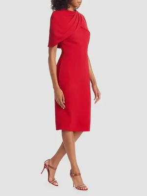 Badgley Mischka Crepe Cape Shift Dress