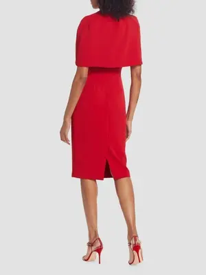Badgley Mischka Crepe Cape Shift Dress