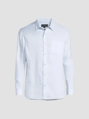 Vince Linen Button-front Shirt - Glacier