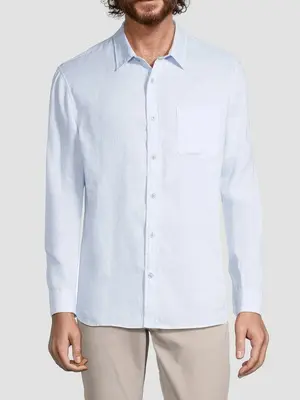Vince Linen Button-front Shirt - Glacier