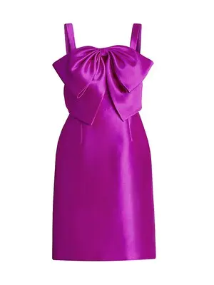 Zac Posen Women's Bow-Front Satin Minidress - Magenta  - Magenta
