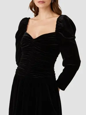 Shoshanna Mari Ruched Velvet Minidress