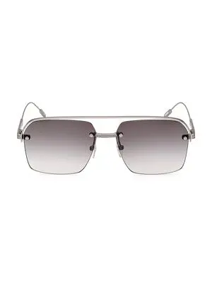 Zegna 57mm Plastic Aviator Sunglasses Matte Light Havana