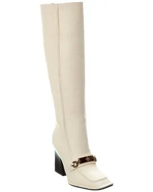 Tory Burch Tory Burch Perrine Tall Leather Knee-High Boot - White