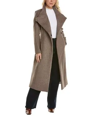 KENNETH COLE Kenneth Cole Belted Wool-Blend Maxi Coat - Brown