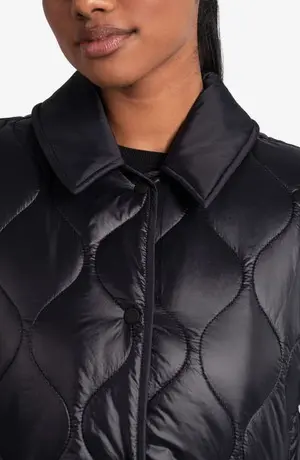 LOLE Quilted Water Repellent Nylon Shacket - Black Walnutdnu