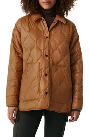 LOLE Quilted Water Repellent Nylon Shacket - Ginger