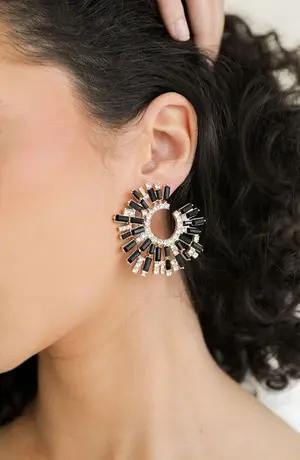 Ettika Crystal Stardust Earrings - Black