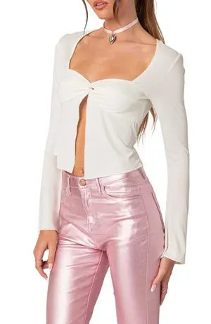 EDIKTED Maxine Twist Split Front Top - White