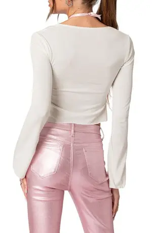 EDIKTED Maxine Twist Split Front Top - White