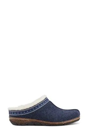 Earth Elya Faux Fur Clog - Dark Blue