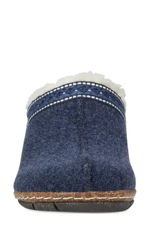 Earth Elya Faux Fur Clog - Dark Blue