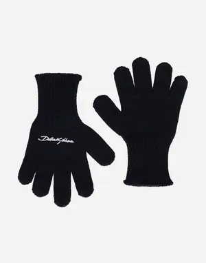 Dolce & Gabbana Ribbed Knit Gloves - Blue