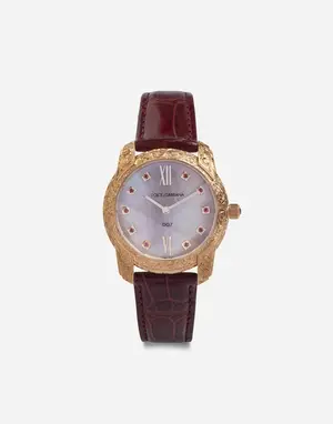 Dolce & Gabbana Rose Gold Gattopardo Watch - Burgundy