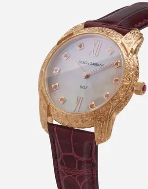 Dolce & Gabbana Rose Gold Gattopardo Watch - Burgundy