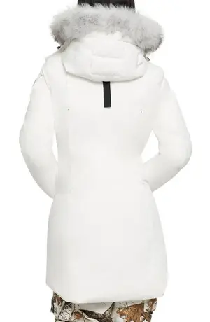 Moose Knuckles Baltic Down Parka With Shearling Trim - White/ Black