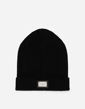 Dolce & Gabbana Ribbed Knit Beanie With Logo Tag - Black