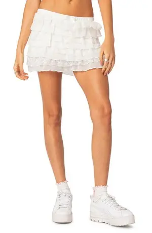 EDIKTED Adeena Tiered Ruffle Miniskirt