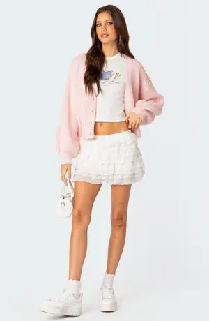 EDIKTED Adeena Tiered Ruffle Miniskirt