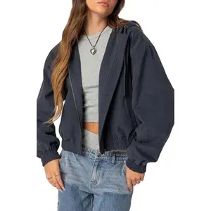 EDIKTED Milly Oversize Zip Crop Hoodie