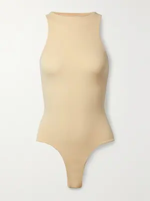 SKIMS Fits Everybody Stretch-satin Jersey Thong Bodysuit