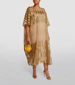Marina Rinaldi Metallic Zigzag Midi Dress