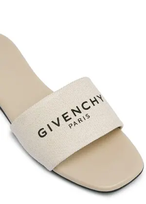 Givenchy Logo-print Canvas Sliders - Beige