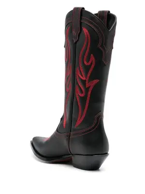 SONORA Santa Fe Leather Cowboy Boots - Black