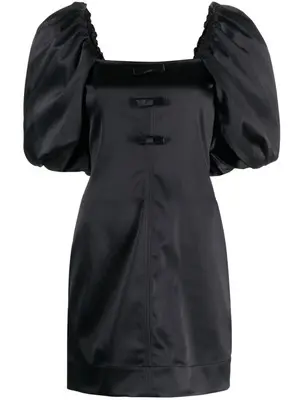 GANNI Bow-detail Satin Minidress