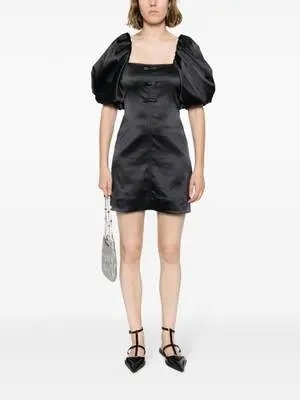 GANNI Bow-detail Satin Minidress