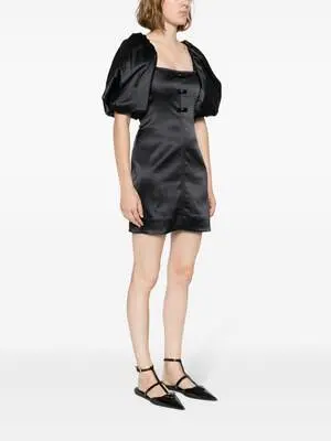 GANNI Bow-detail Satin Minidress