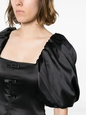 GANNI Bow-detail Satin Minidress