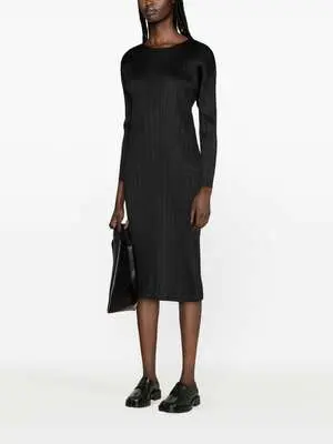 Issey Miyake September Plissé-satin Midi Dress