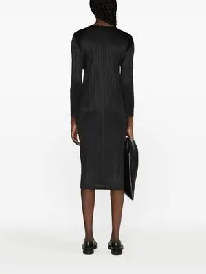 Issey Miyake September Plissé-satin Midi Dress