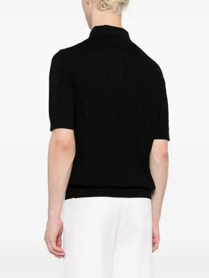 Dolce & Gabbana Monogram-jacquard Silk Polo Shirt - Black