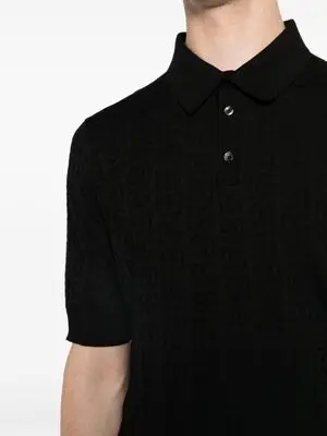 Dolce & Gabbana Monogram-jacquard Silk Polo Shirt - Black