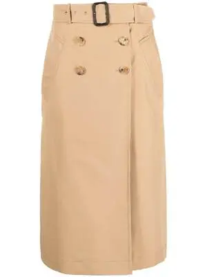 Moschino High-waisted Belted Midi Skirt - Brown