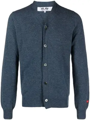 Play Comme Des Garcon V-neck Buttoned Cardigan - Blue
