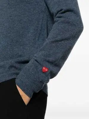 Play Comme Des Garcon V-neck Buttoned Cardigan - Blue