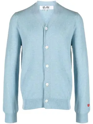 Play Comme Des Garcon V-neck Buttoned Cardigan - Blue