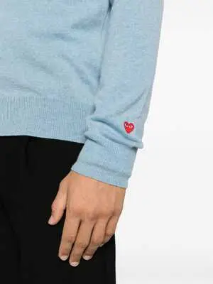 Play Comme Des Garcon V-neck Buttoned Cardigan - Blue